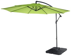 Slunečník Acerra Ø 3m polyester/ocel - zeleno-citronový se stojanem