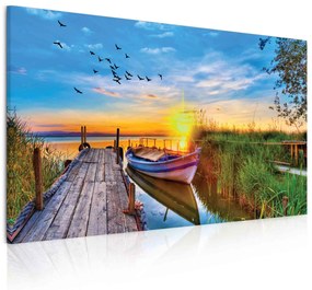 Malvis ® Obraz jezerní přístav Velikost (šířka x výška): 130x65 cm