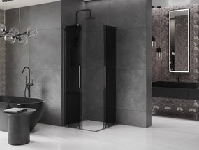 Mexen Velar L Duo, sprchový kout s posuvnými dveřmi 80 x 80 cm, 8mm šedé sklo, broušený grafit, 871-080-080-02-43-66