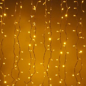 Hobby Line LED světelný závěs do okna, 200 × 200 cm, teple bílá, 200 diod, čirý kabel, IP20 do interiéru, prodlužovací