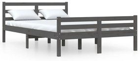 814816 vidaXL Rám postele šedý masivní dřevo 120 x 200 cm