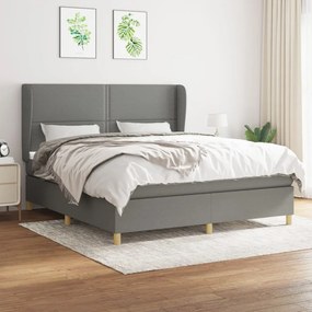 Box spring postel s matrací tmavě šedá 180x200 cm textil,  3128462