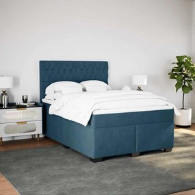 Box spring postel s matrací modrá 140 x 200 cm samet 3293240