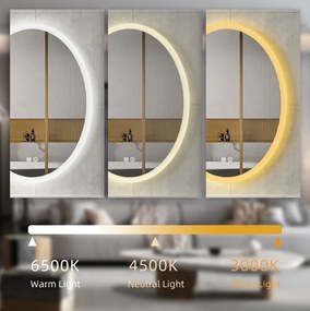 Erga Paola, oválné LED zrcadlo 80x100cm, 2645 lm, 3 barvy světla, přední a zadní osvětlení, ERG-V01-302-1080-00