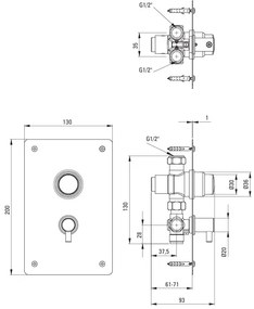 Deante Shower mixer, self-closing, concealed - with temperature control