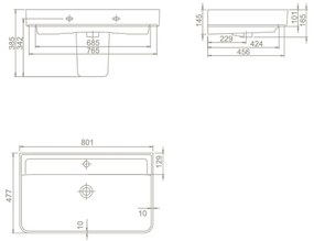 Sapho Sapho, GALI keramické umyvadlo 80x48 cm, bílá, TU0174