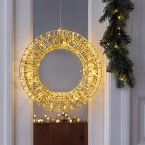 Solight LED vánoční věnec 3D zlatá / Vánoční věnec / 150 LED / 50 cm /
