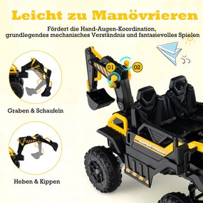 Costway 24 V Elektrické dětské šlapací rypadlo s 4 WD a dálkovým ovládáním