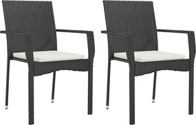 3dílný zahradní jídelní set s poduškami černý polyratan 3184987