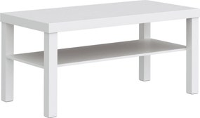 HOMCOM konferenční stolek do obývacího pokoje, obdélníkový odkládací stolek se 2 úrovněmi a odkládací přihrádkou, 90x45x44,5 cm, bílá
