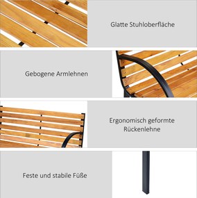 Zahradní lavička Outsunny 2místná lavička z oceli a borovicového dřeva, přírodní vzhled, Š122 x D60 x V83 cm, ideální na zahradu a terasu | Aosom.de