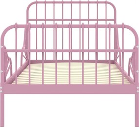 Prodloužitelný rám postele růžový kov 80 x 130/200 cm 324743