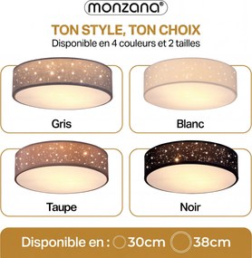Stropní svítidlo šedohnědý textil Ø38cm hvězdná obloha
