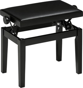 HOMCOM Klavírní stolička s nastavitelnou výškou a koženkovým sedákem, Černá, 63 x 33 x 45-56 cm | Aosom