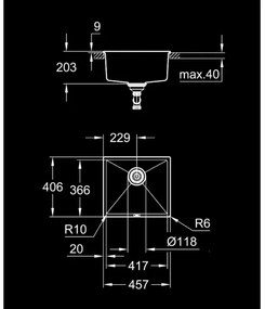 GROHE 31653AP0 - Dřez K700U 457 × 406 mm kámen/černá