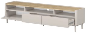 TV stolek Elivo 200 cm na nožkách - kašmírová / dub olejovaný