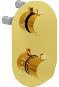 Mexen Kai termostatická vanovo-sprchová baterie 3 cestná, Zlatá - 77602-50