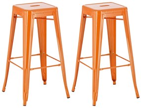 Kovová barová židle Josh (SET 2 ks) - Oranžová