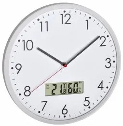 Analogové nástěnné hodiny s digitálním teploměrem a vlhkoměrem TFA 60.3048.02