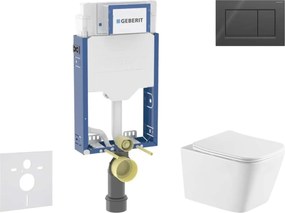 Geberit Kombifix - Set předstěnové instalace, klozetu Arkas I a sedátka softclose, tlačítko Sigma20, černá lesk/černá mat SANI15CA5167
