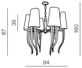 Azzardo AZ1389 - Lustr na řetězu DIABLO 12xE14/11W/230V bílá