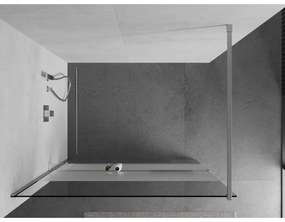 Mexen Kioto+ sprchová zástěna s poličkou a kolejnicí 90 x 200 cm, Průhledné/Vzor jinovatky 8 mm, Chromovaná - 800-090-121-01-35