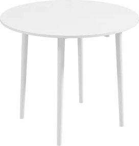 HOMCOM skládací stůl do jídelny se 2 sklápěcími deskami, kulatý rozkládací stůl pro 4 osoby, nohy ze dřeva Ø 89 x 73,5 cm, bílý