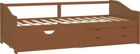 3místná válenda zásuvky medově hnědá masivní borovice 90x200 cm 322171