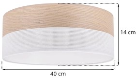 Stropní svítidlo Wood, 1x béžová dubová dýha/bílé plastové stínítko, (bílé plexisklo), (fi 40cm)