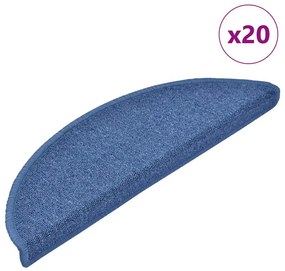 Schodové rohože 20 ks 56 x 17 x 3 cm modré, půlkulaté 3365788