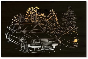 Li-Go "Škoda 130" světelný obraz  230V 80x53cm provedení povrchu: jedle