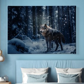 Obraz na plátně - Vlk ve sněhové vánici FeelHappy.cz Velikost obrazu: 120 x 80 cm