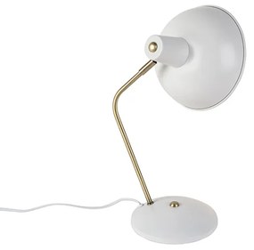 Retro stolní lampa bílá s bronzem - Milou