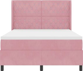 Postel s boxspringem s matrací s čelo Růžová 140 x 200 cm samet 3341959