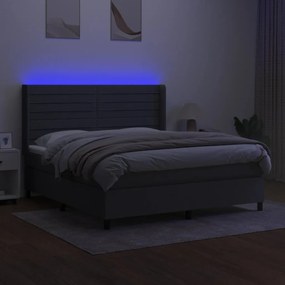 Box spring postel s matrací a LED tmavě šedá 160x200 cm textil 3138406