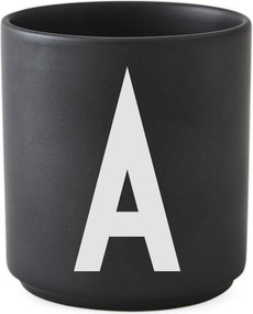 Hrnek AJ písmeno A porcelánový černý