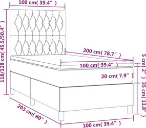 Box spring postel s matrací tmavě šedá 100 x 200 cm textil 3142554