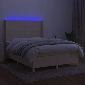 Box spring postel s matrací a LED krémová 140x190 cm textil 3138714