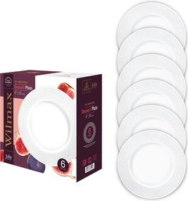 Dezertní talíř kulatý 20 cm z bílého porcelánu Wilmax, sada 6 ks