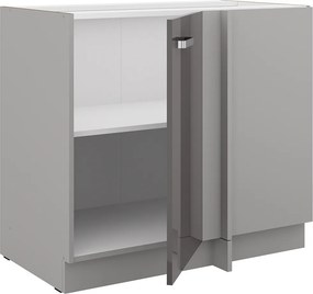 GREY gr | dolní skříňka 105 ND 1F rohová s policí | 105x60 cm | světle šedá/tmavě šedá lesk