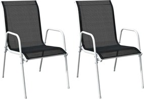 vidaXL Stohovatelné zahradní židle 2 ks ocel a textilen [313072] Barva: Černá a šedá