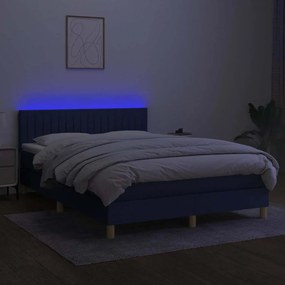 Box spring postel s matrací a LED modrá 140x200 cm textil 3133883