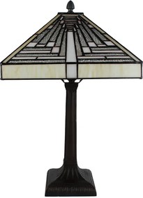 Pyramidová stolní lampa Tiffany Ova - 31*31*48 cm E27/max 1*60W