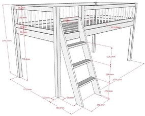 Vyvýšená dětská postel z dubového dřeva v přírodní barvě 90x200 cm Forrest – Vipack