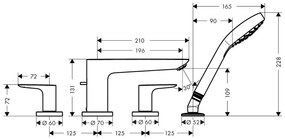 Hansgrohe Talis E, baterie na okraj vany, 4-otvorová instalace, kartáčovaný bronz, 71748140