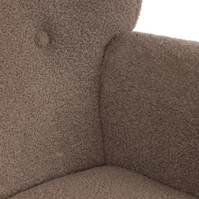 Relaxační křeslo ušák s podnožkou RENI - hnědá látka bouclé