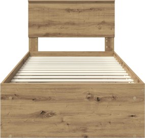Rám postele Umělecký dub 90 x 190 cm Masivní borové dřevo 3410662