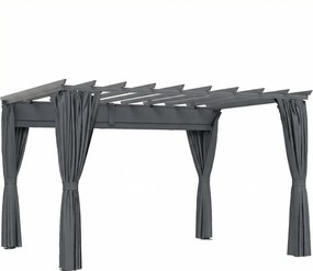 Pergola cca 3,6x3 m Zahradní pavilon Hliníkový kryt terasy s nastavitelnou střechou Tmavě šedá barva