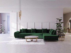 KOOKO HOME Rohová rozkládací sametová pohovka s úložným prostorem Adagio XL pravý roh