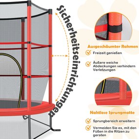 Costway Zahradní trampolína Ø165 cm s ochrannou sítí trampolína do 135 KG odolná
